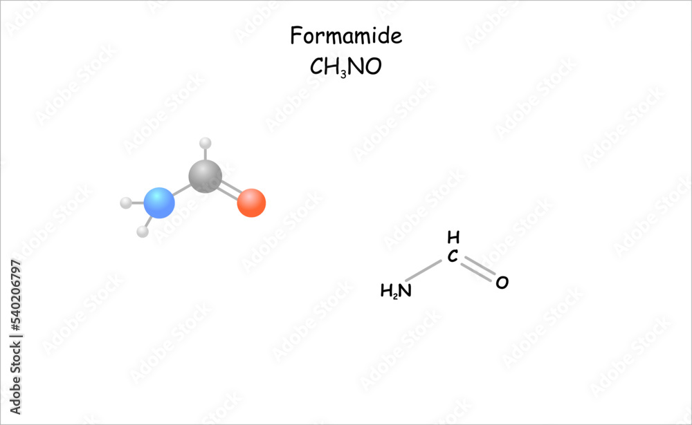 Stylized molecule model/structural formula of formamide. Stock Vector | Adobe Stock