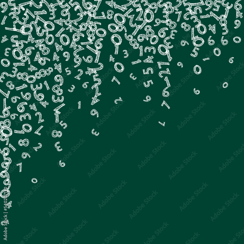 Falling sketch chalk numbers. Math study concept with flying digits ...