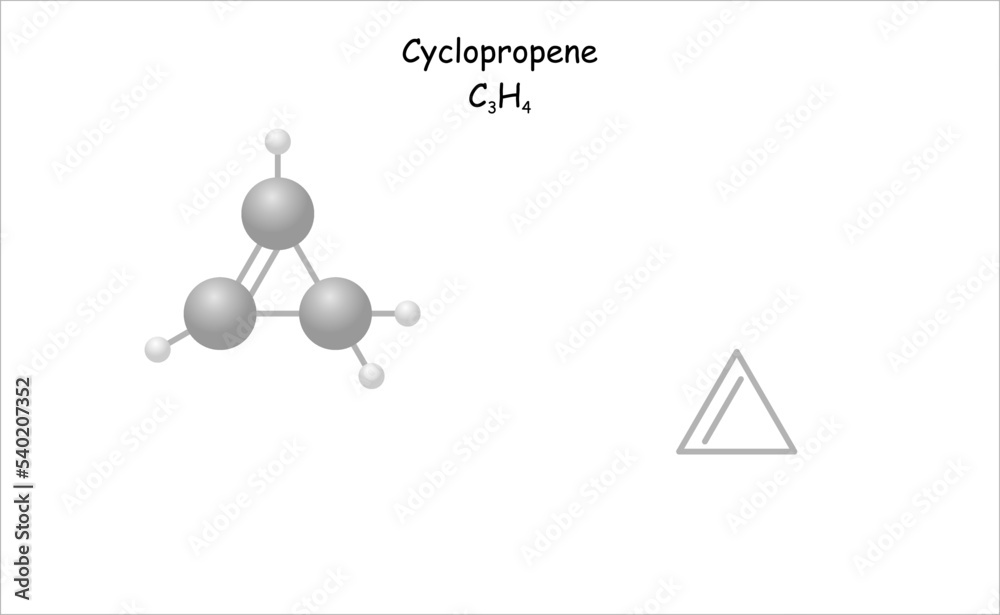 Stylized molecule model/structural formula of cyclopropene. Stock Vector | Adobe Stock