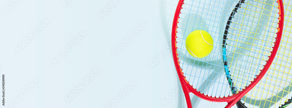 Tennis competition banner. Sport composition with yellow tennis ball ...