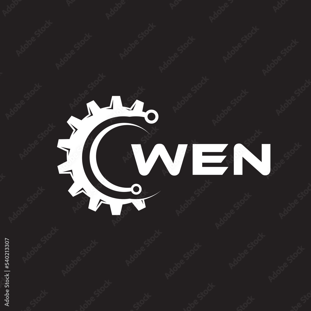 WEN letter technology logo design on black background. WEN creative ...