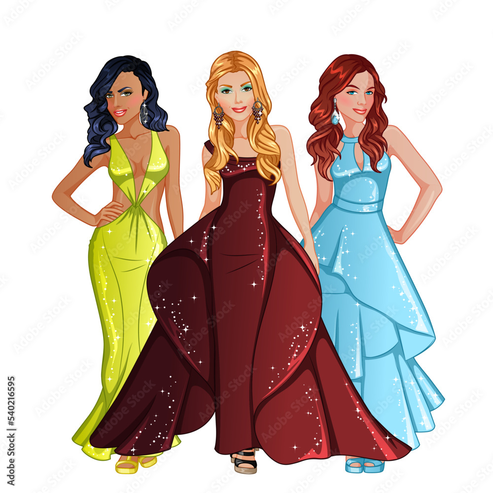 Beauty Pageant Theme Beautiful Female Characters Wearing Evening Gowns ...