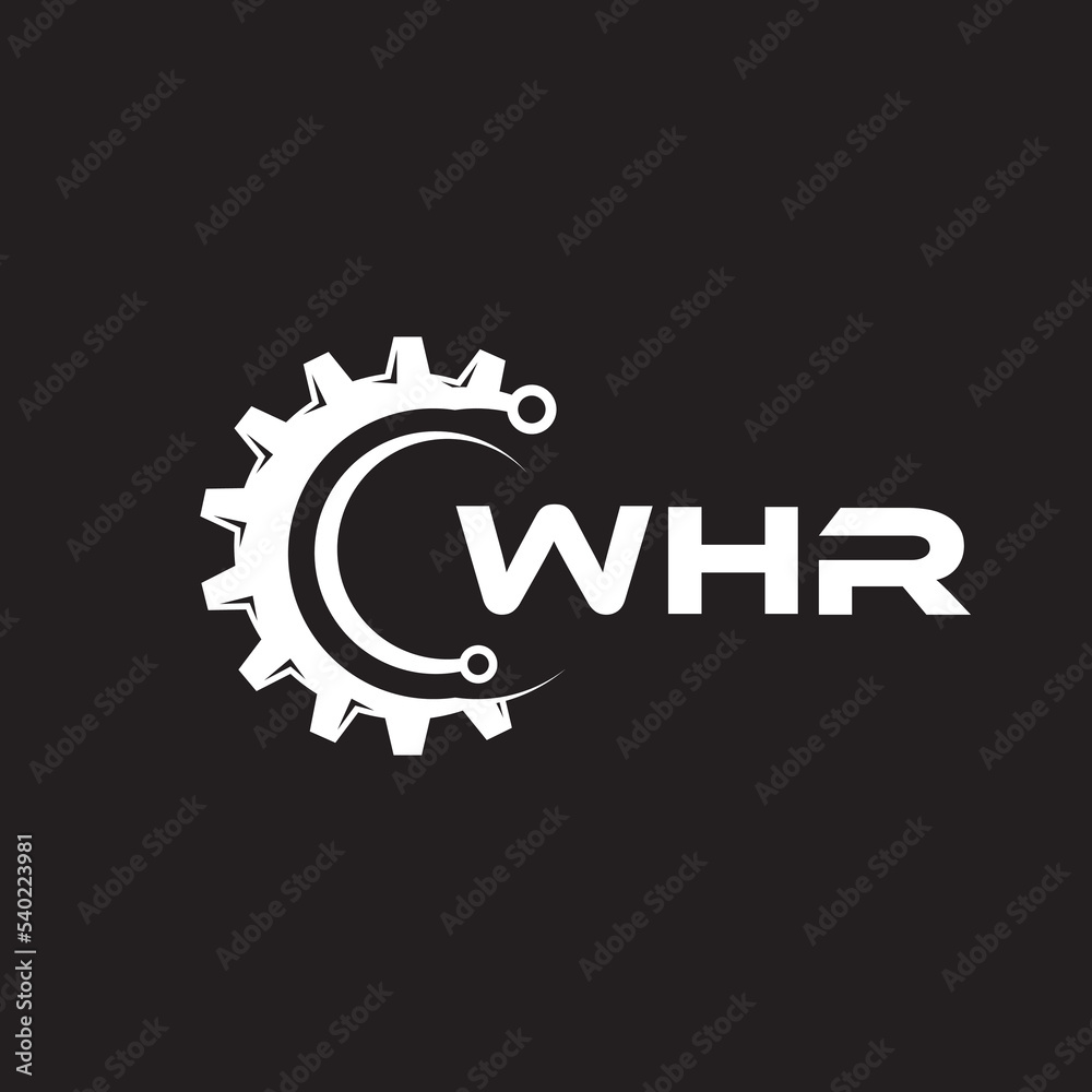 WHR letter technology logo design on black background. WHR creative ...