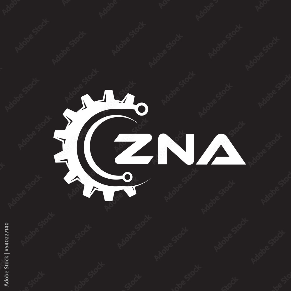 ZNA letter technology logo design on black background. ZNA creative ...