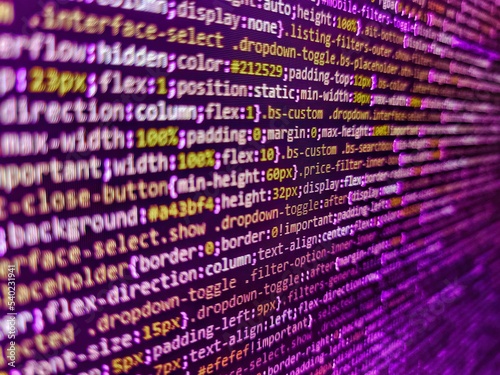 Programming code abstract background screen of software. Web development code: CSS/SASS styles ...