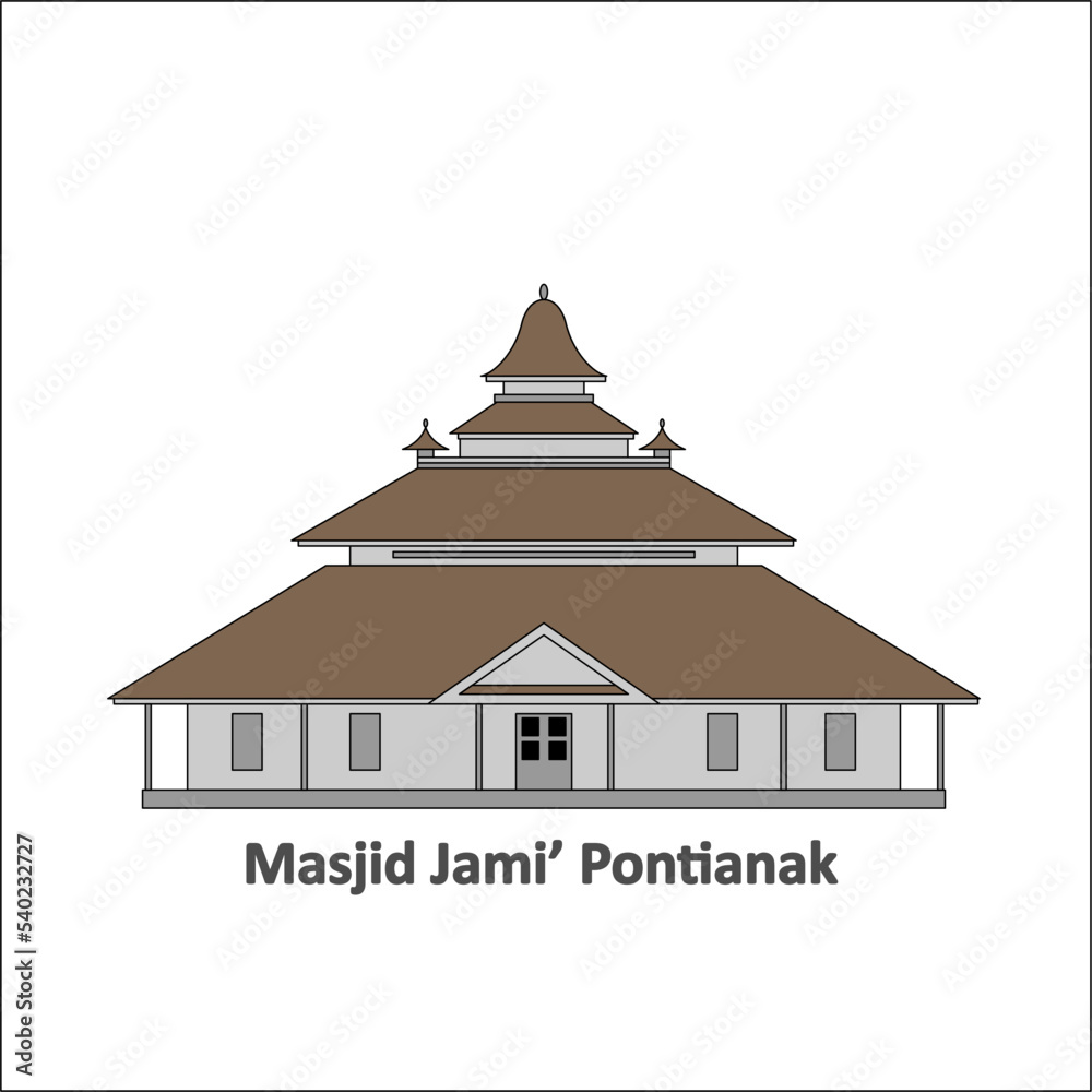 Landmark Jami' Mosque (masjid), Pontianak, West Kalimantan in a simple ...