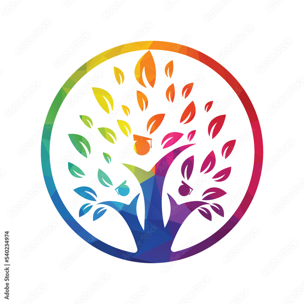 Human Education Tree Concept Logo Design Template. Students with ...