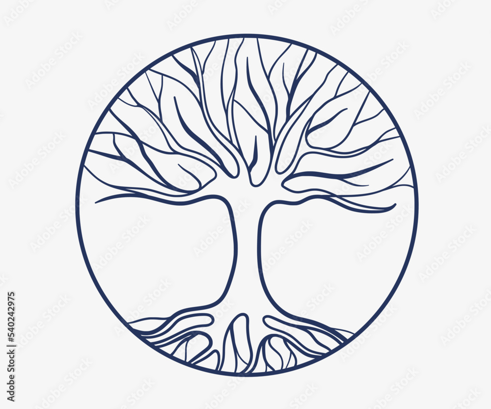 Vector Tree of life on white background. Circle tree logo icon template ...
