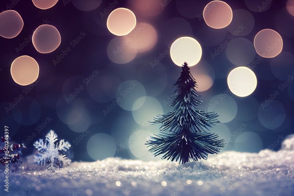 Computer generated Christmas winter bokeh snow snowfall background 3D ...
