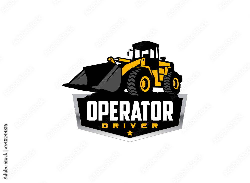 Loader logo vector for construction company. Heavy equipment template ...