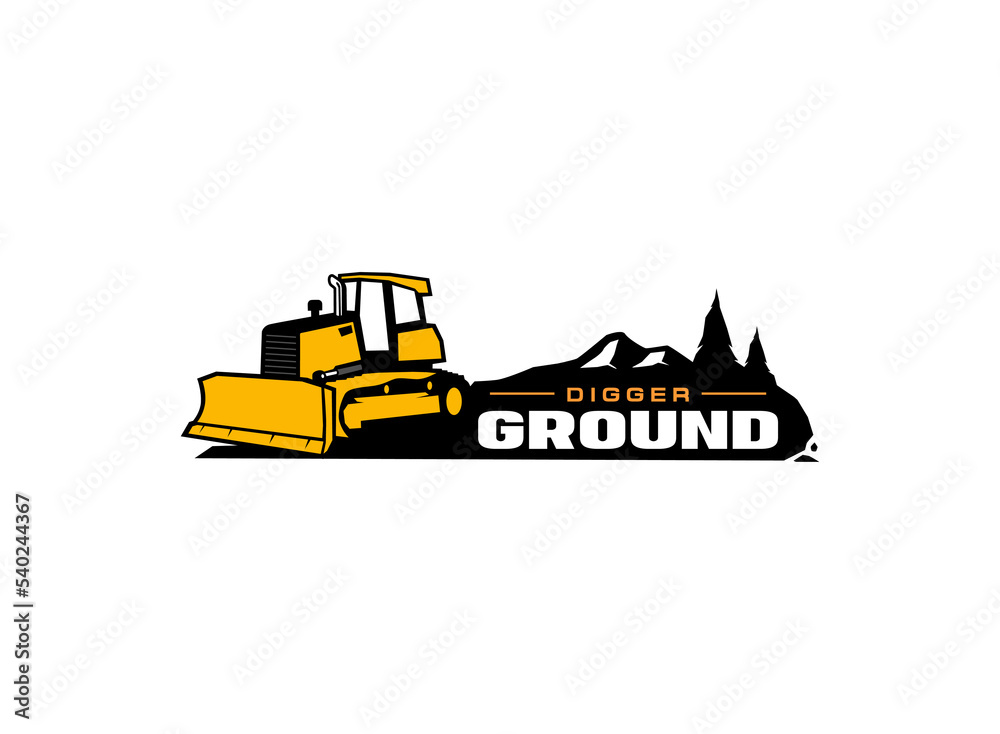 Dozer logo vector for construction company. Heavy equipment template ...