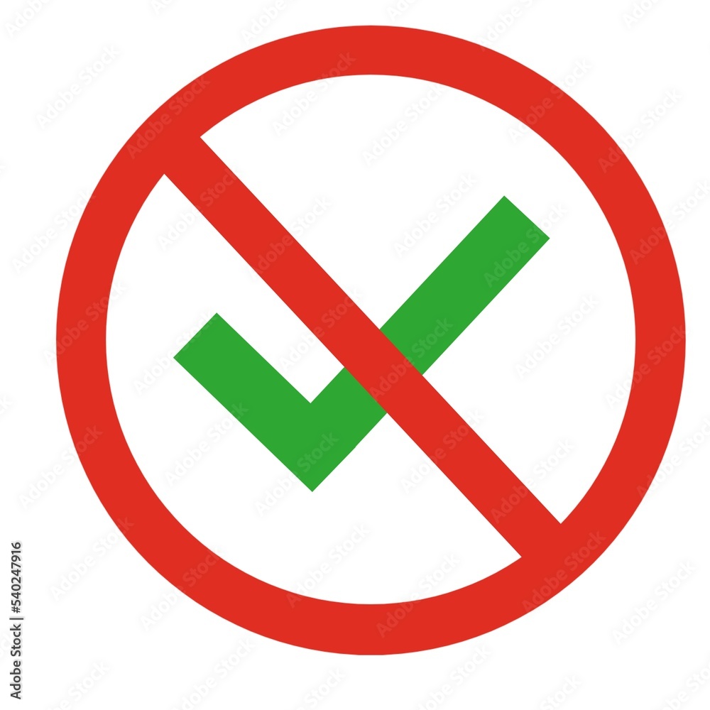 Not approved sign icon, check mark crossed out sign icon Stock ...