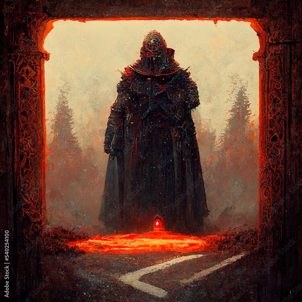 Dark Mysterious Figure Standing on the Way - Digital Art, 3D Render ...