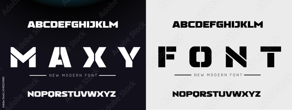 MAXY, Sports minimal tech font letter set. Luxury vector typeface for ...