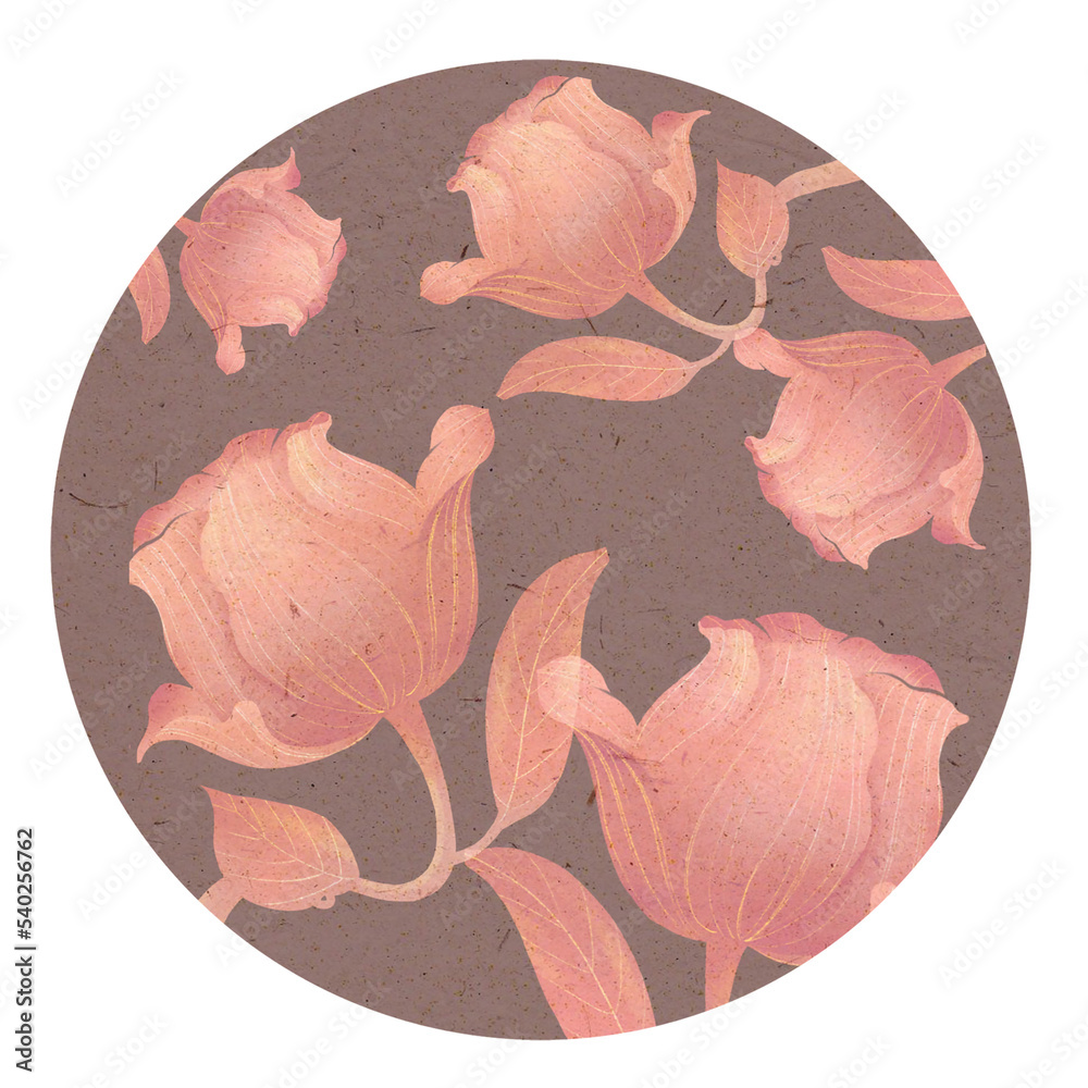 Flower pattern in a circle, sticker cutout, transparent background ...