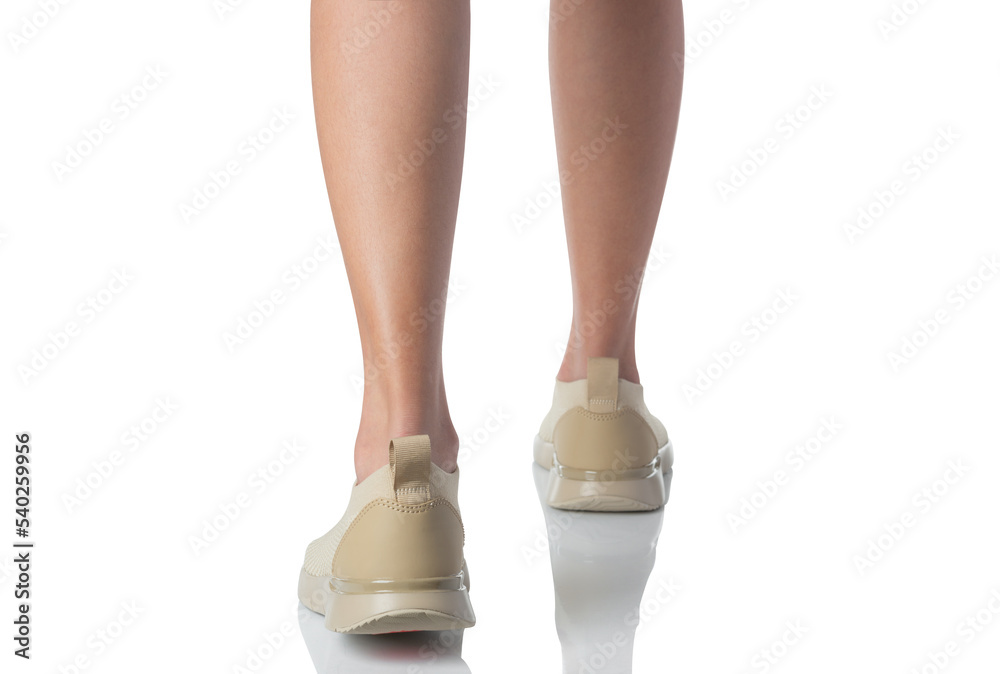 Men wearing sneakers shoes stepping pose of back side view isolated on ...