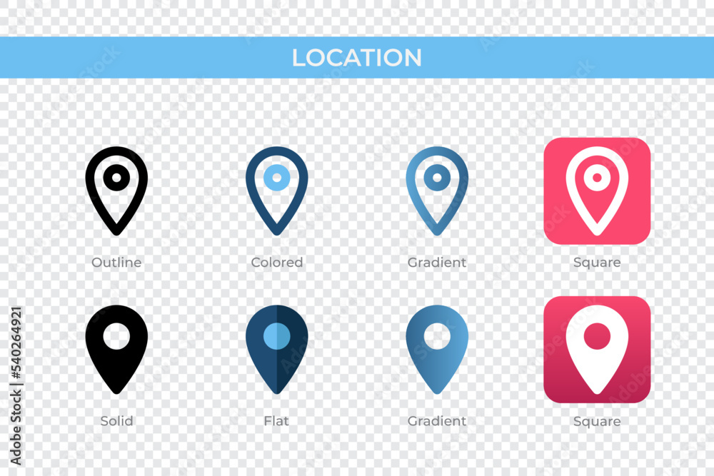 location icon in different style. location vector icons designed in ...