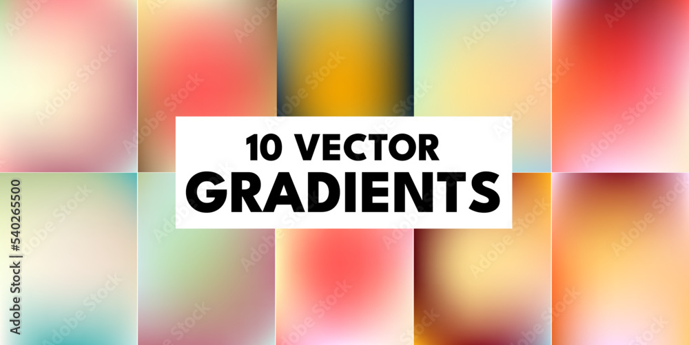 A set of bright vector gradients in trending color combinations. For ...
