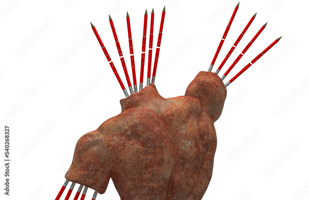 Classical statue of human torso without limbs, partially erased by ...