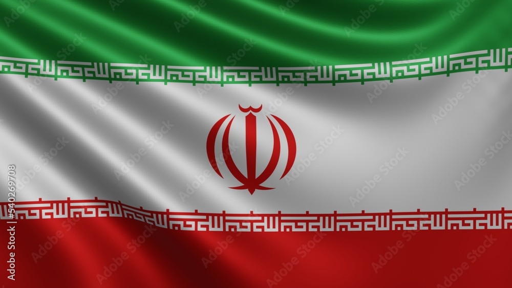Render of the Iran flag flutters in the wind close-up, the national ...
