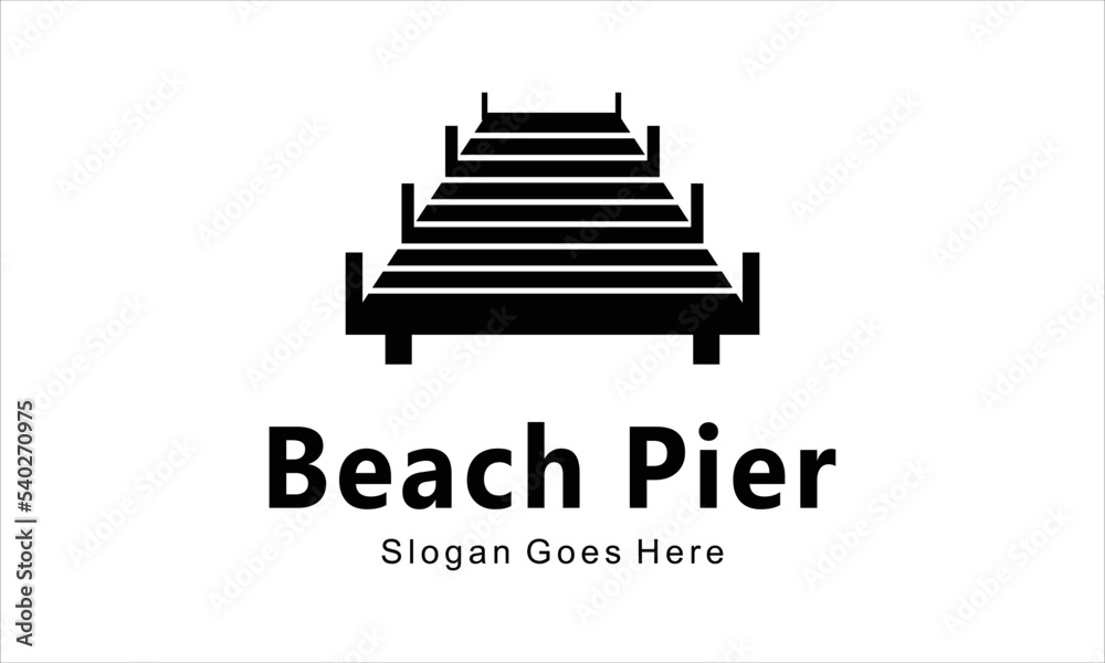 beach pier dock logo Free Vector Stock Vector | Adobe Stock