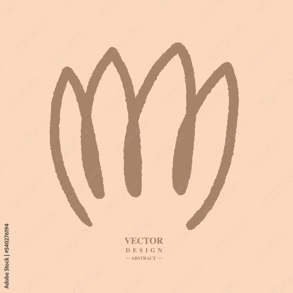 Hand drawn stick flowers, single line drawing, floral nature plants ...