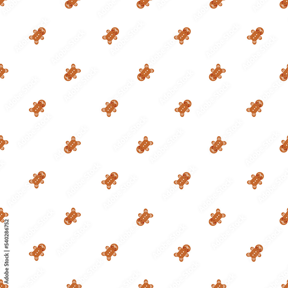 Seamless vector pattern with cute hand drawn gingerbread man. Trendy ...