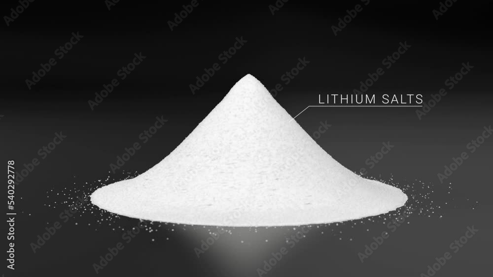 Pile of lithium-rich salt material from deposits for Li-ion battery ...