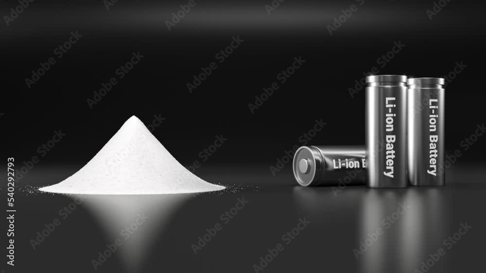 Pile of lithium-rich salt material from deposits for Li-ion battery ...