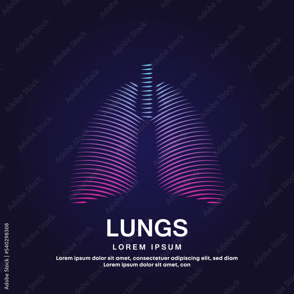 Human lungs medical structure. Vector logo lungs color silhouette on a ...