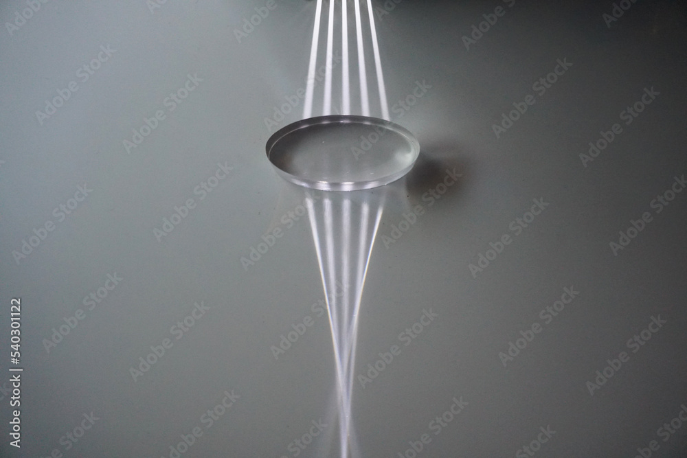 Parallel light passes through a convex lens and is refracted into the ...