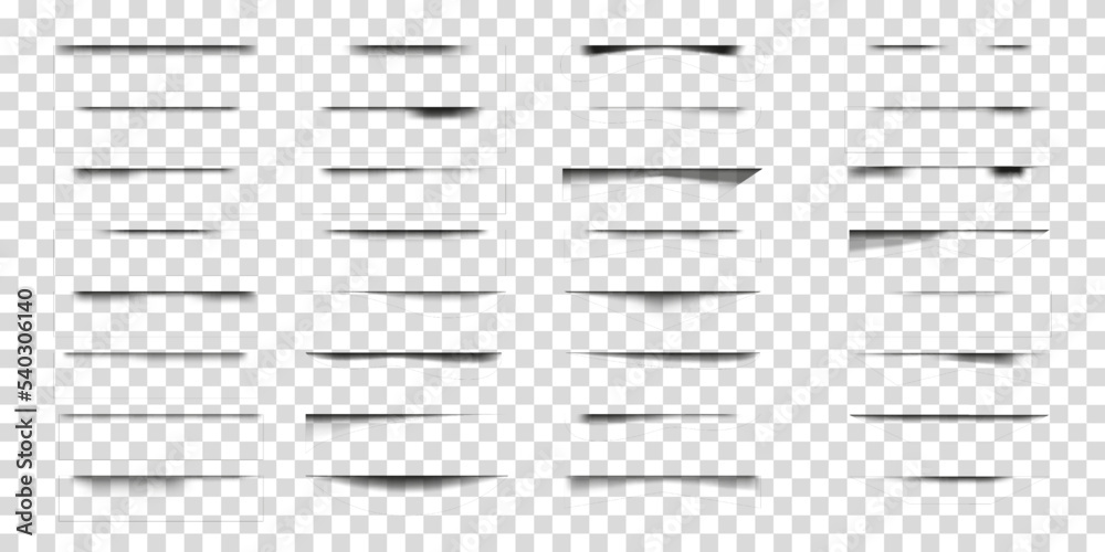 Paper shadow, overlay divider, page edge. Realistic rectangle box ...