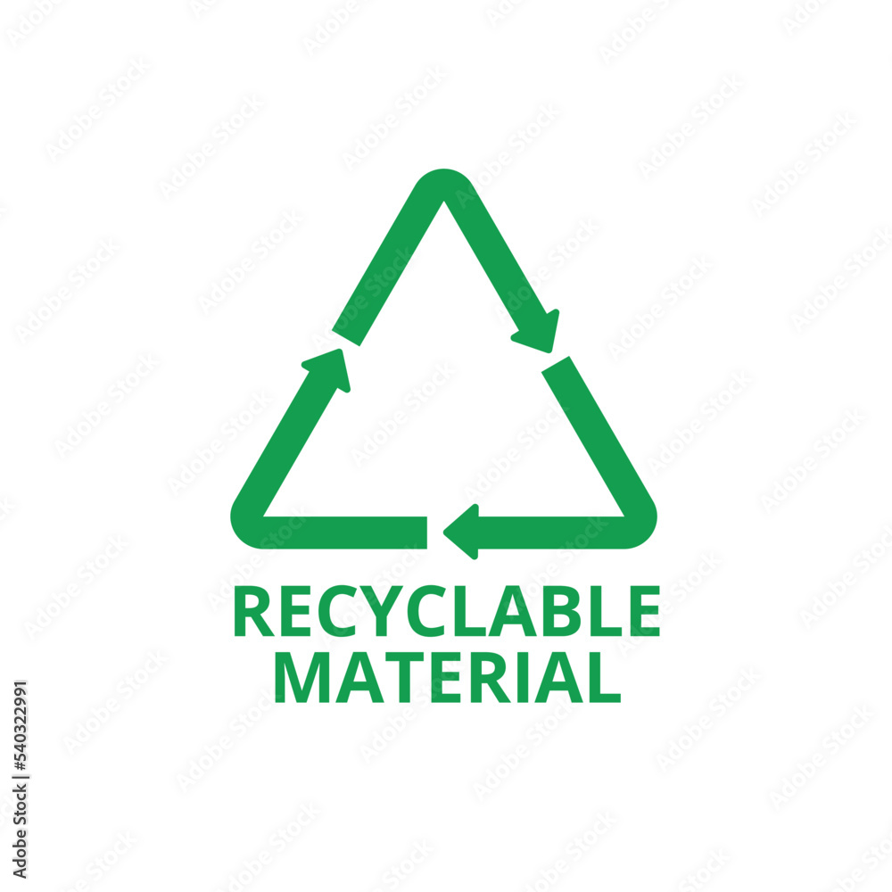 Vector illustration of recycling symbol in green color, recyclable ...