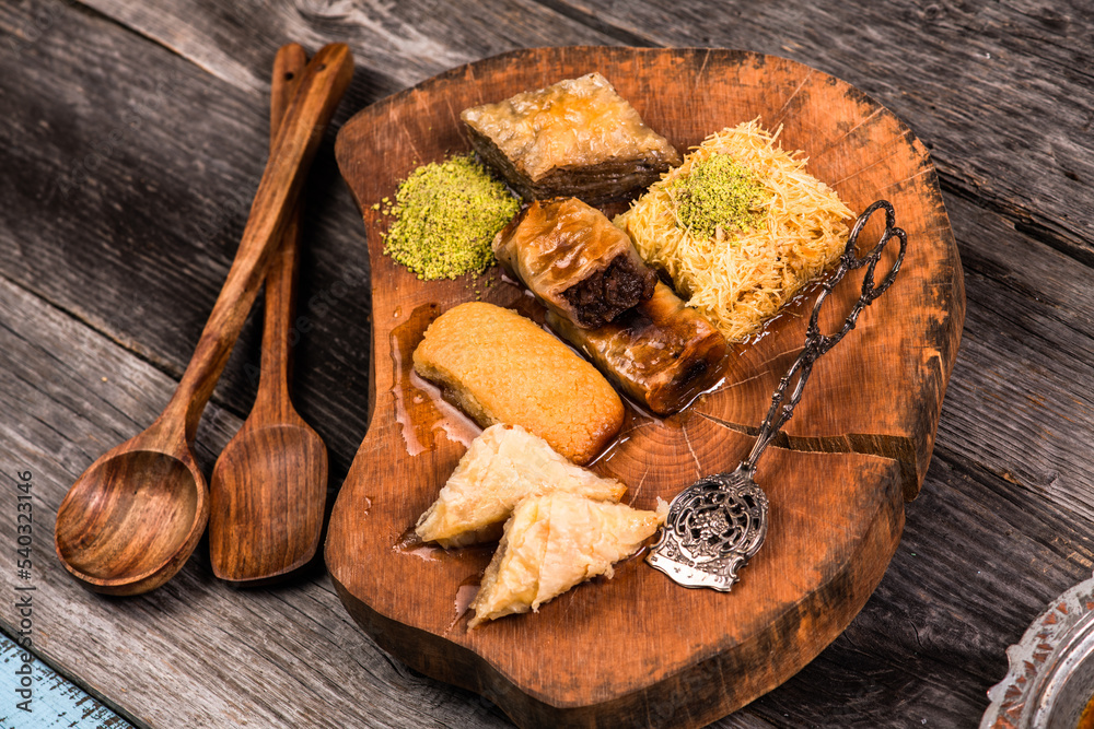Ramadan Kareem, traditional Turkish middle eastern Iftar sweets Baklava ...