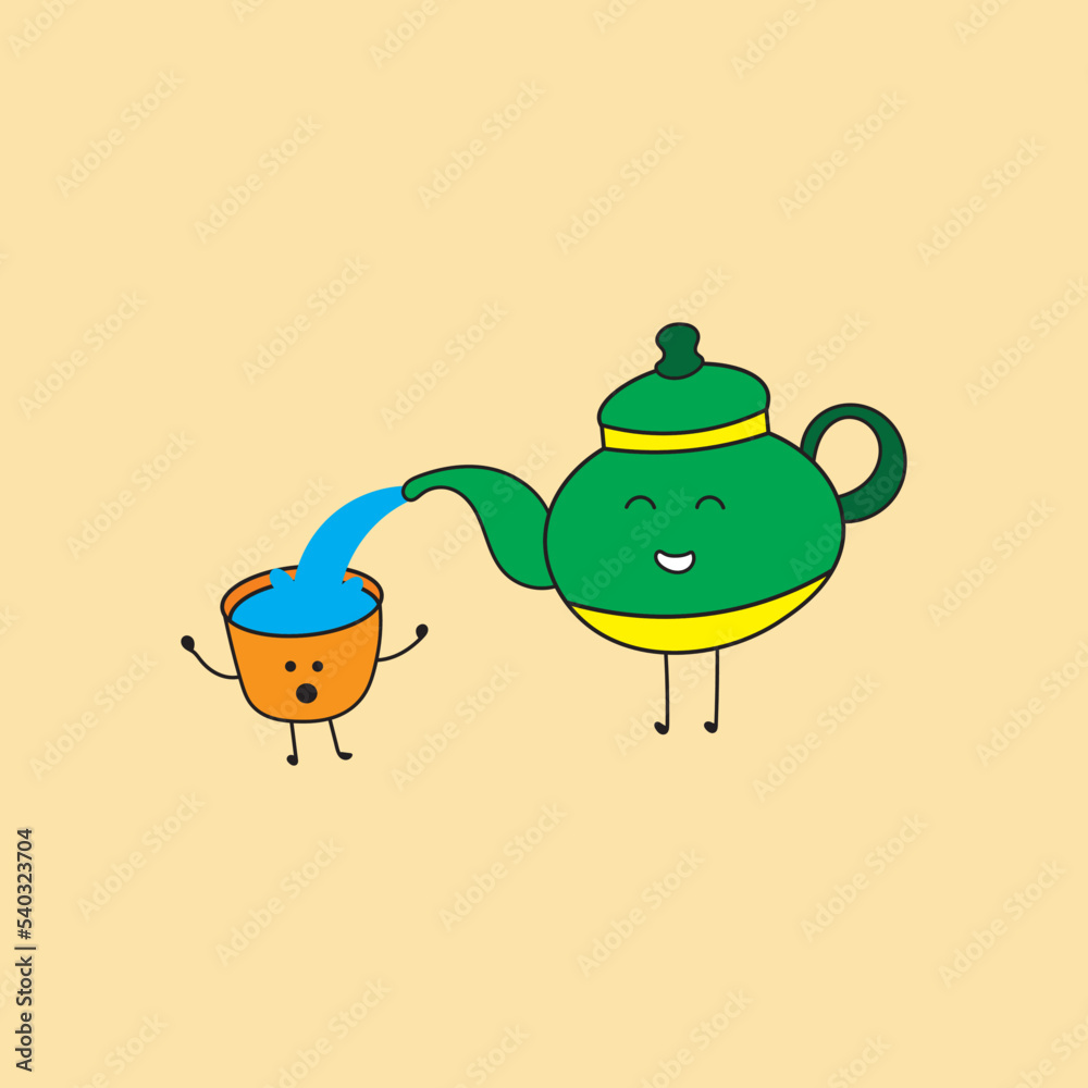 Cartoon Pouring Teapot