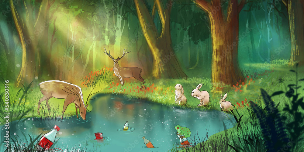 Animals Drinking Polluted Water