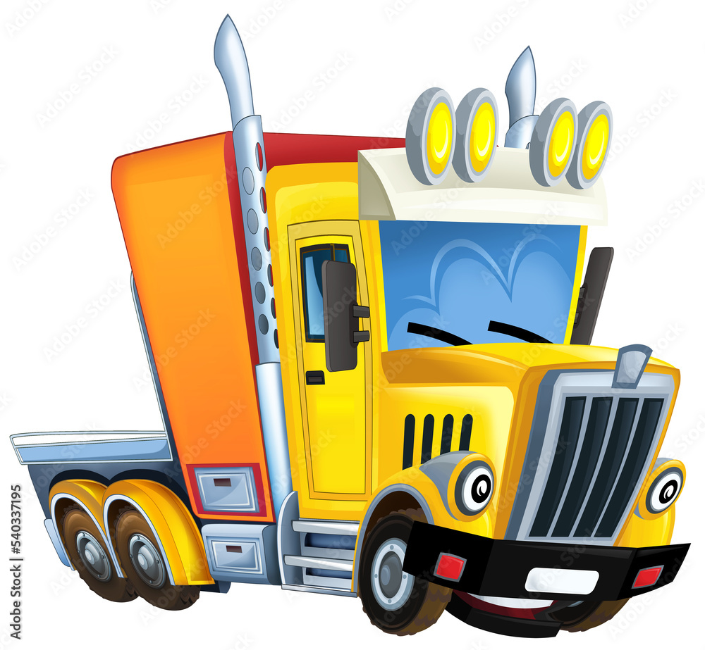cartoon scene with industrial truk car isolated illustation for ...