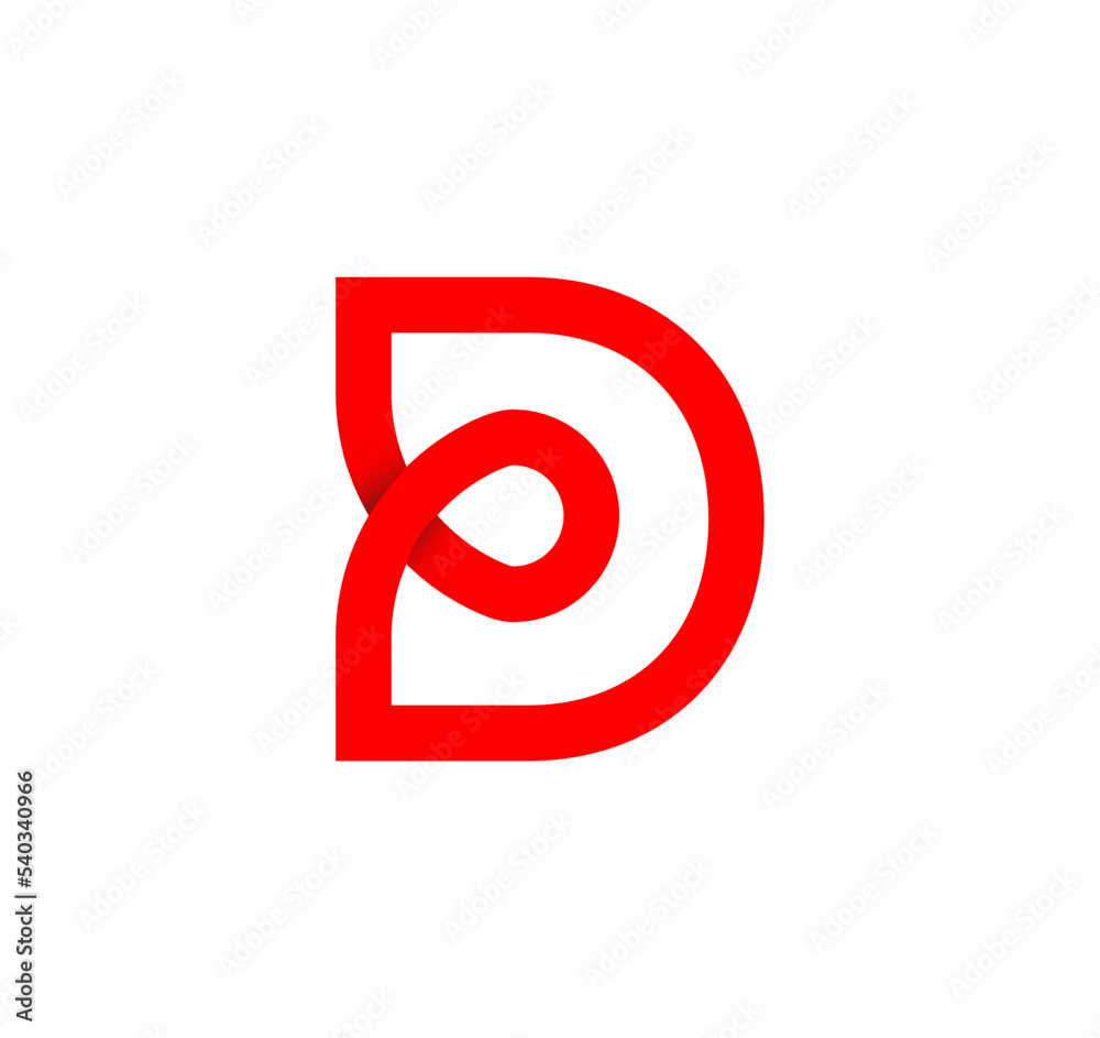Letter D infinity sign. Cyclic red letter D. Modern natural endless ...