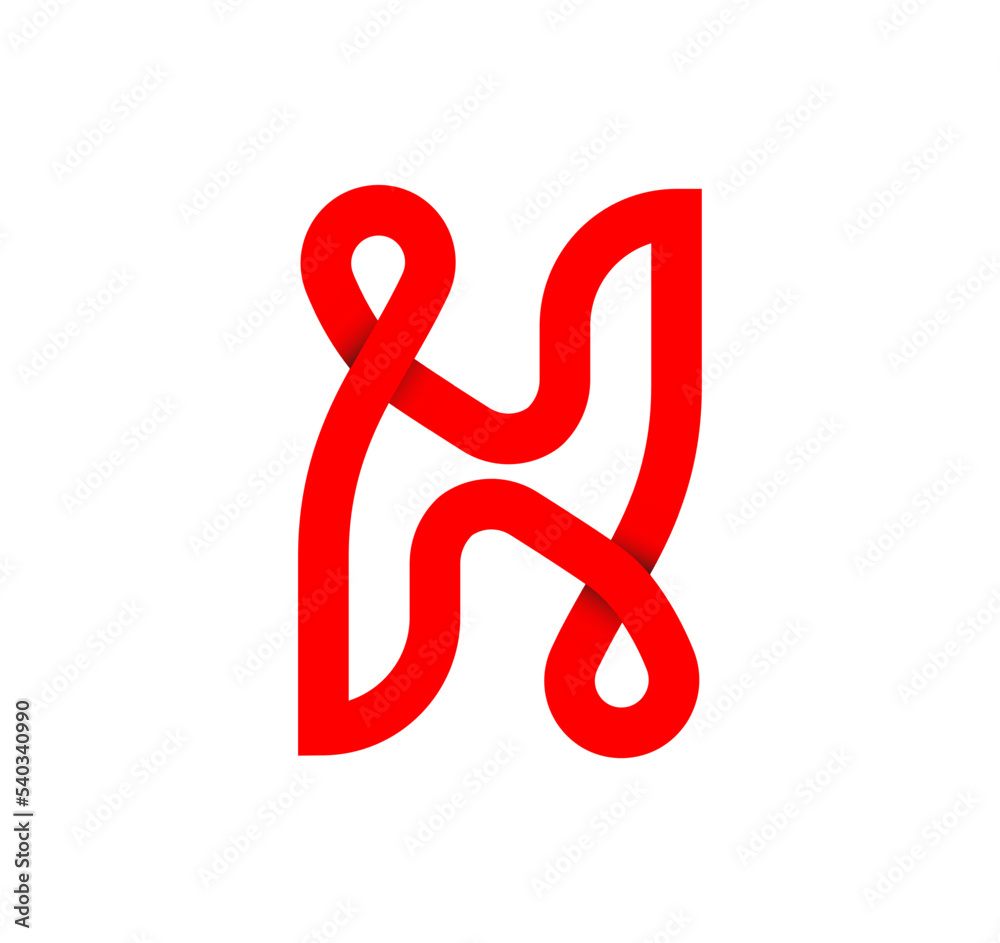 Letter H infinity sign. Cyclic red letter H. Modern natural endless ...