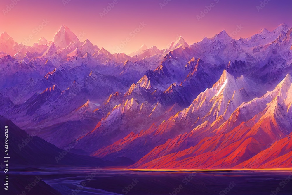 Fantasy concept showing a Hushe Valley, Karakoram Mountains, Pakistan ...