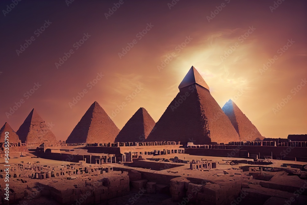 Fantasy concept showing a Luxor, Egypt The great Karnak Temple. digital ...