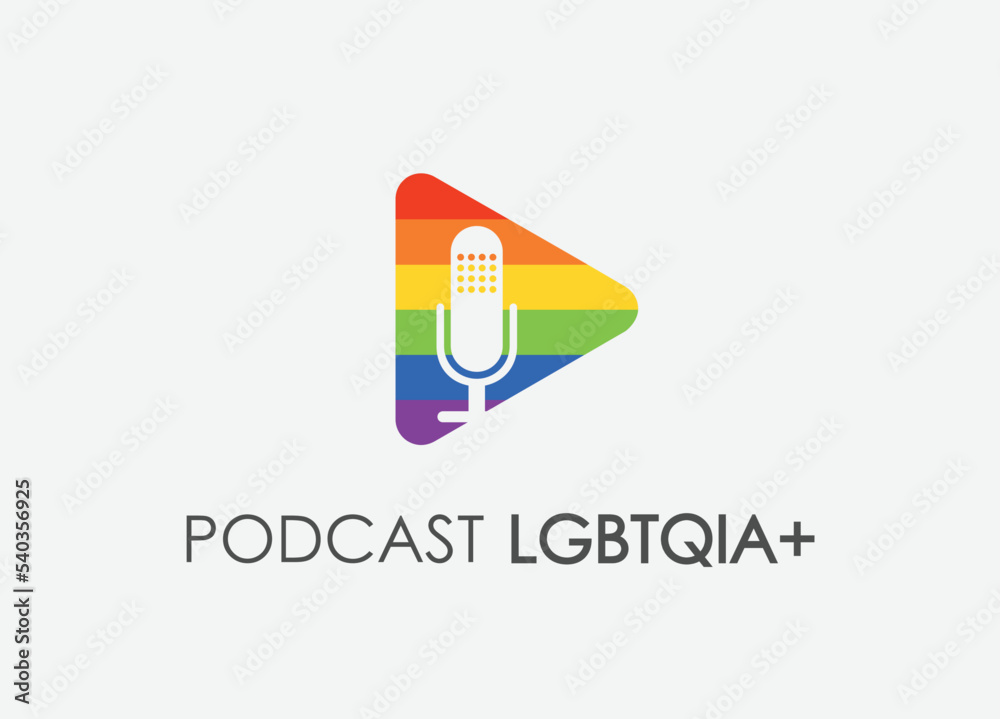 Ilustracao Podcast LGBTQIA+, arco iris, gay, lesbica, audio, microfone, comunidade, rainbow ...
