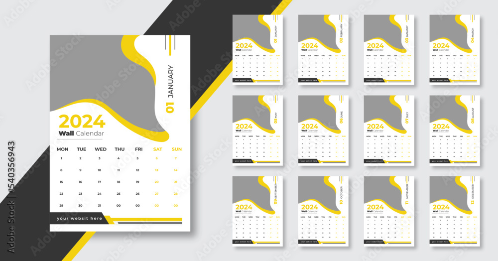 Wall calendar 2022 template design Stock Vector | Adobe Stock