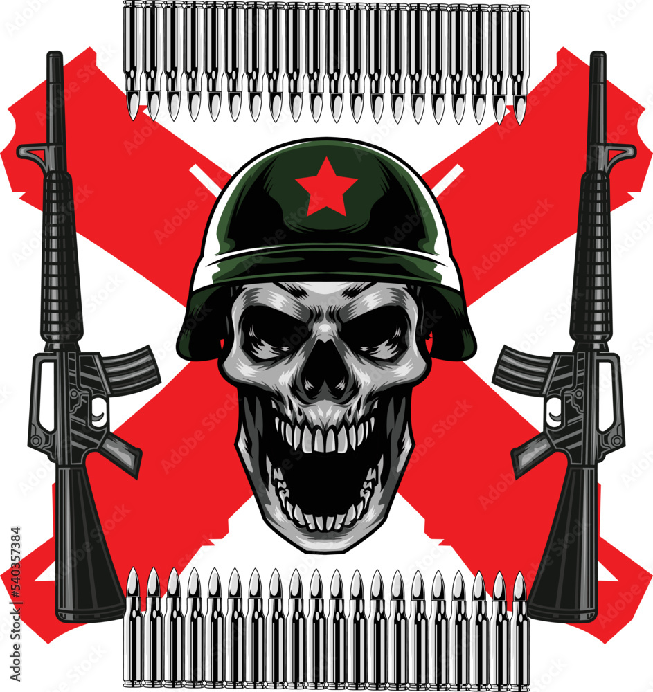 Vector illustration of military skull Stock Vector | Adobe Stock