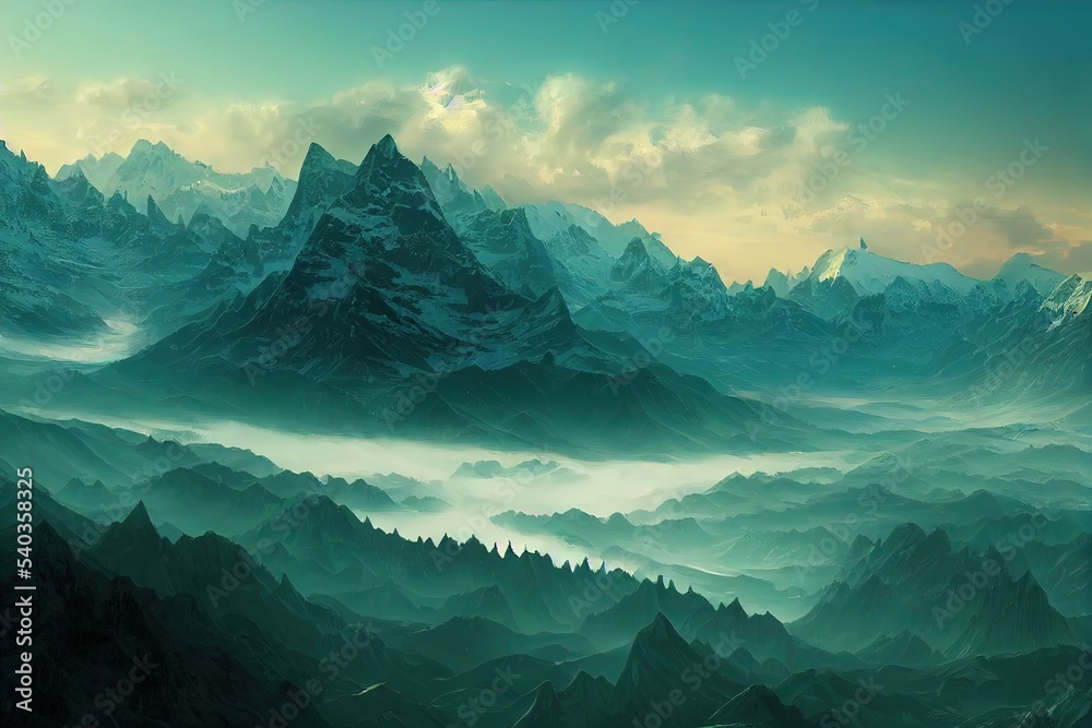 Fantasy concept showing a Swiss Alps, Switzerland The epic and majestic ...