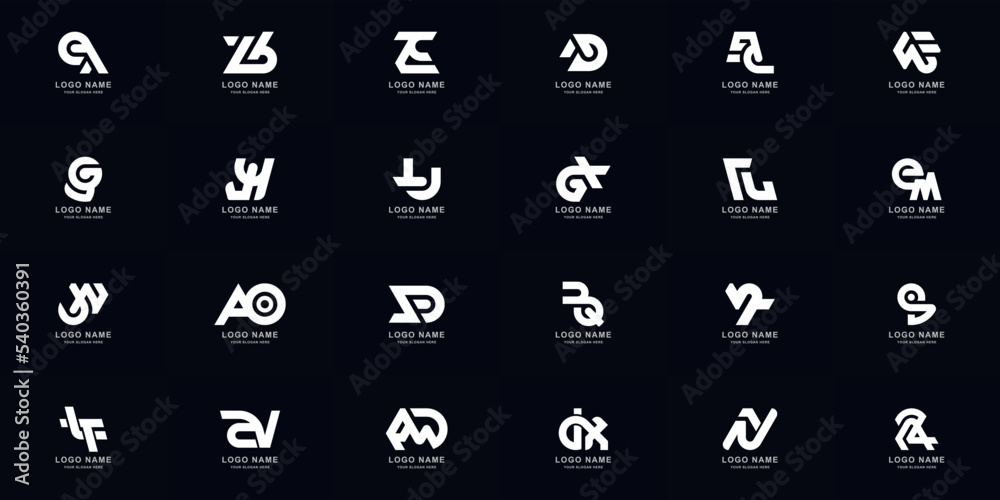 Collection full set abstract combine letter a - z monogram logo design ...