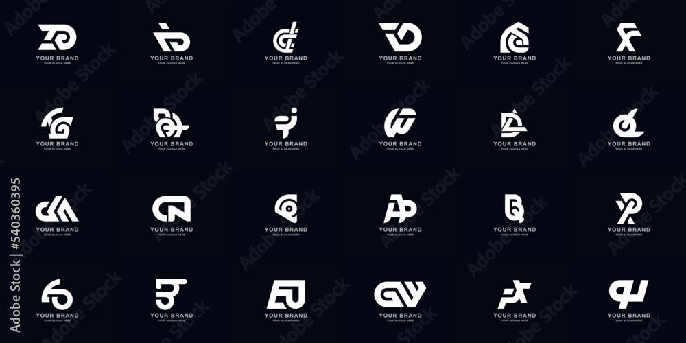 Collection full set abstract combine letter a - z monogram logo design ...