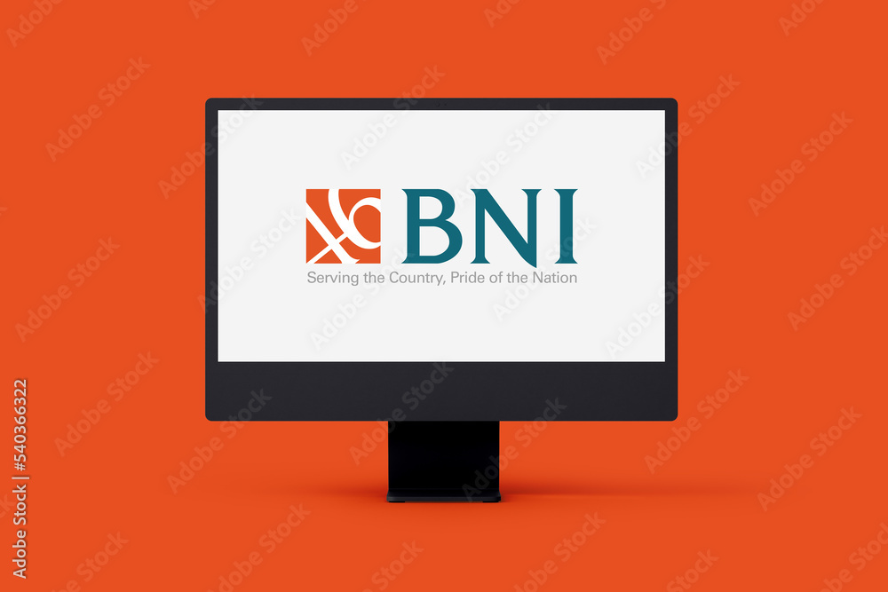 Bank Negara Indonesia BNI logo on computer screen. Editorial stock ...
