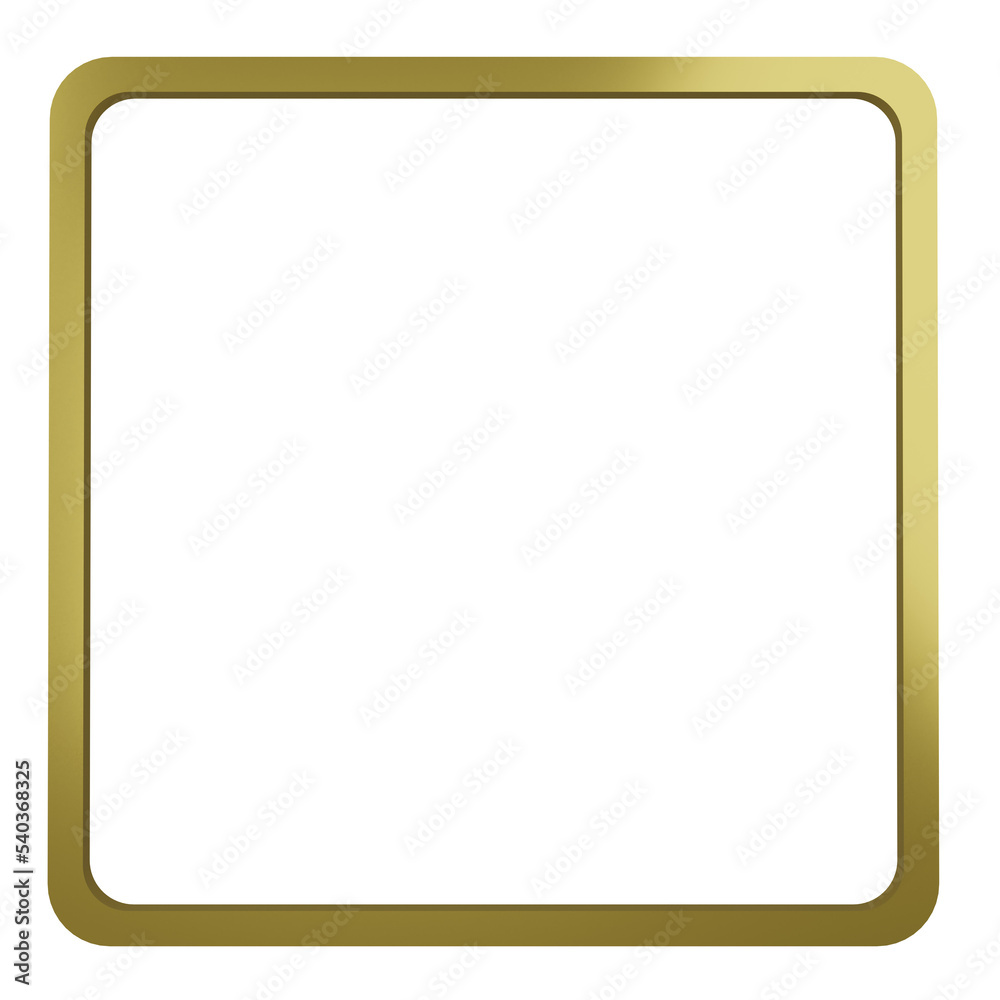 3D render golden line square prop isolated on transparent background ...