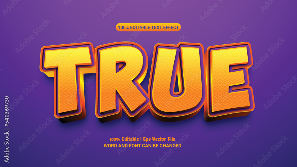 True 3d editable premium vector text effect Stock Vector | Adobe Stock